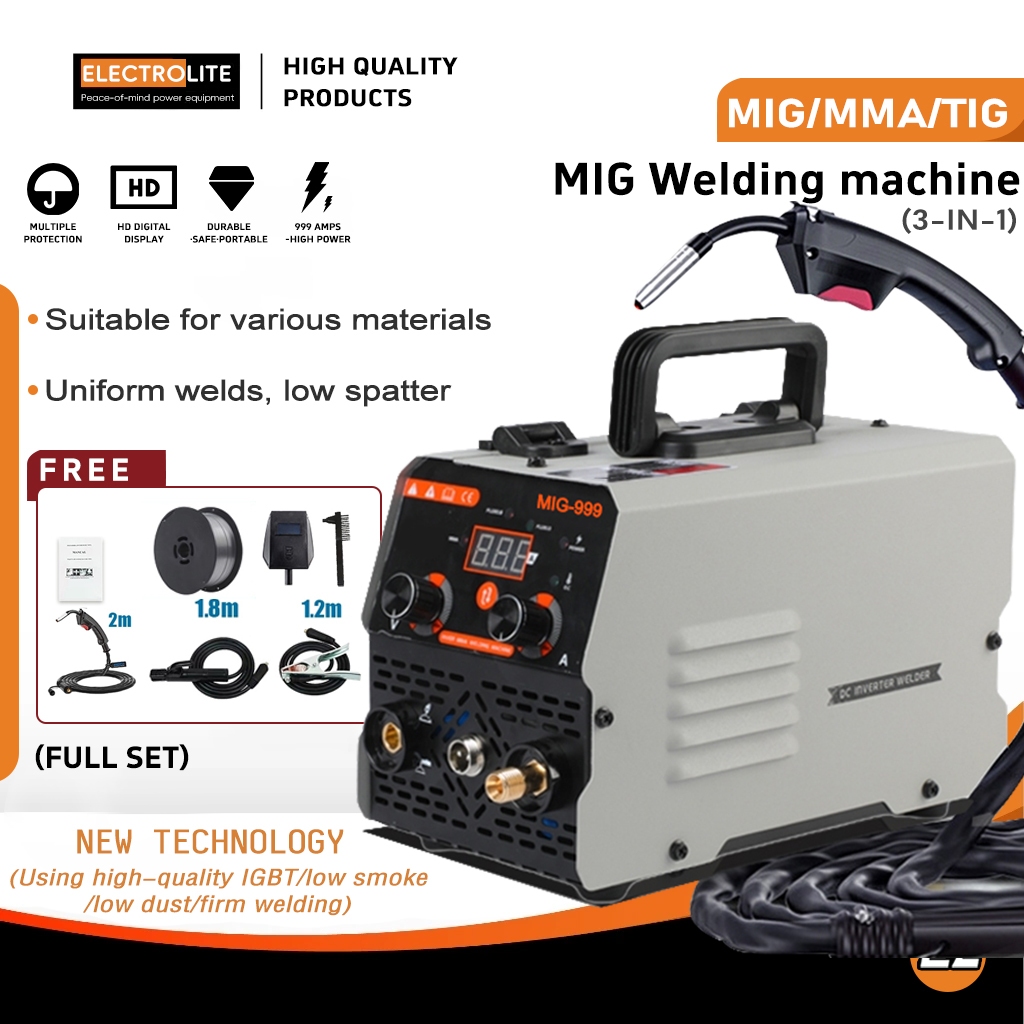 MIG Welding Machine Inverter Portable IGBT Gasless Welder MIG-999/950 ...