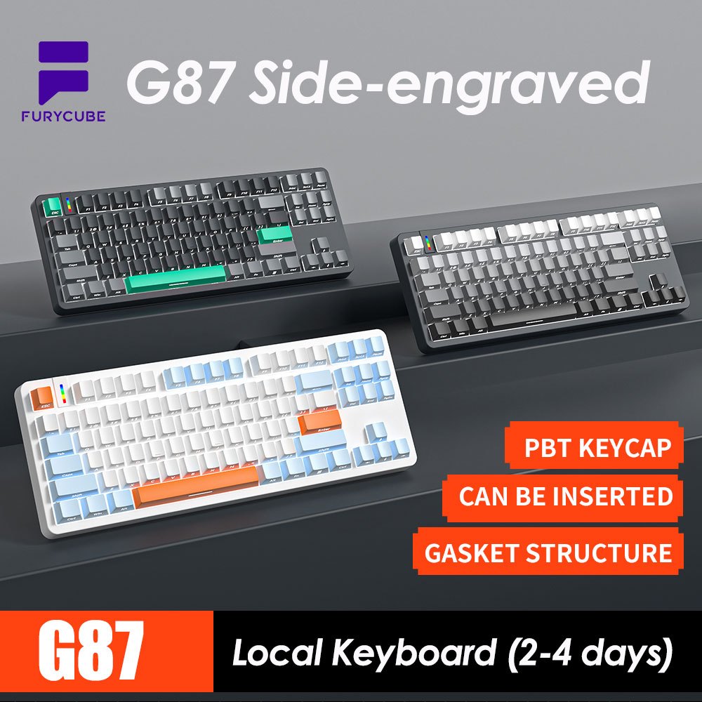 FURYCUBE G87 Keyboard Gaming Mechanical Side Print 87 Keys Hotswap ...