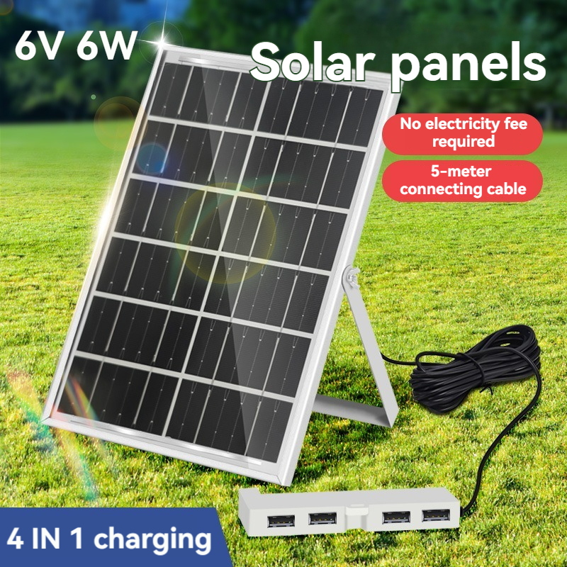 6V 6W LED solar panel High Quality Fast Charging with 5M Type-4 USB ...