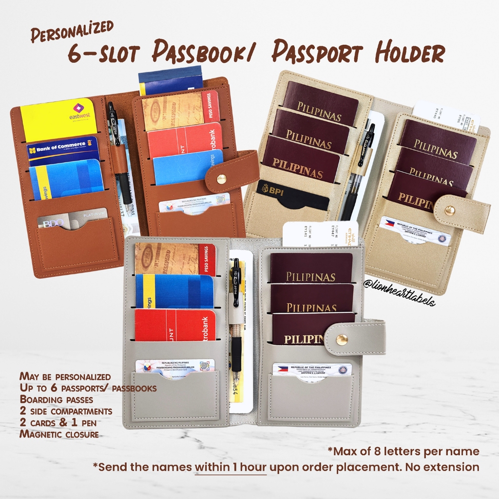 PREMIUM Personalized 6 Slot Family Passport Passbook Holder Leather ...