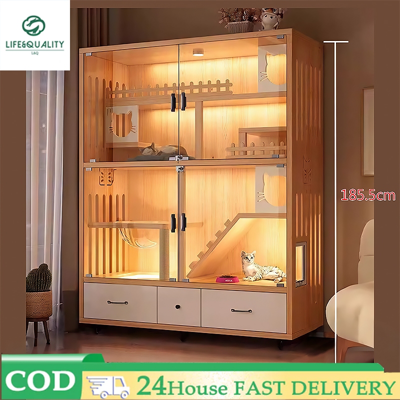 L&Q Solid wood cat house cat nest cat bed indoor large luxury display ...
