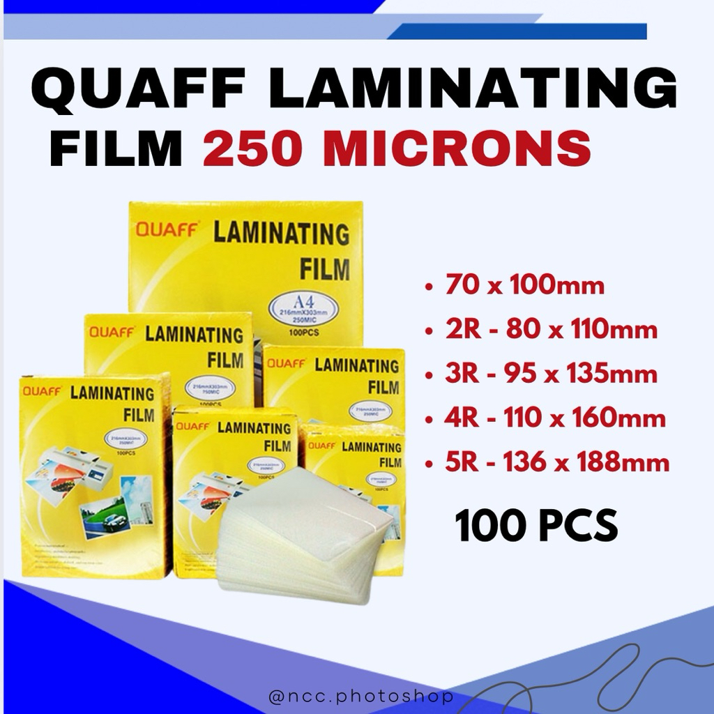 Quaff Laminating Film Sheets ID Size/3R/4R/5R 250microns | Shopee ...