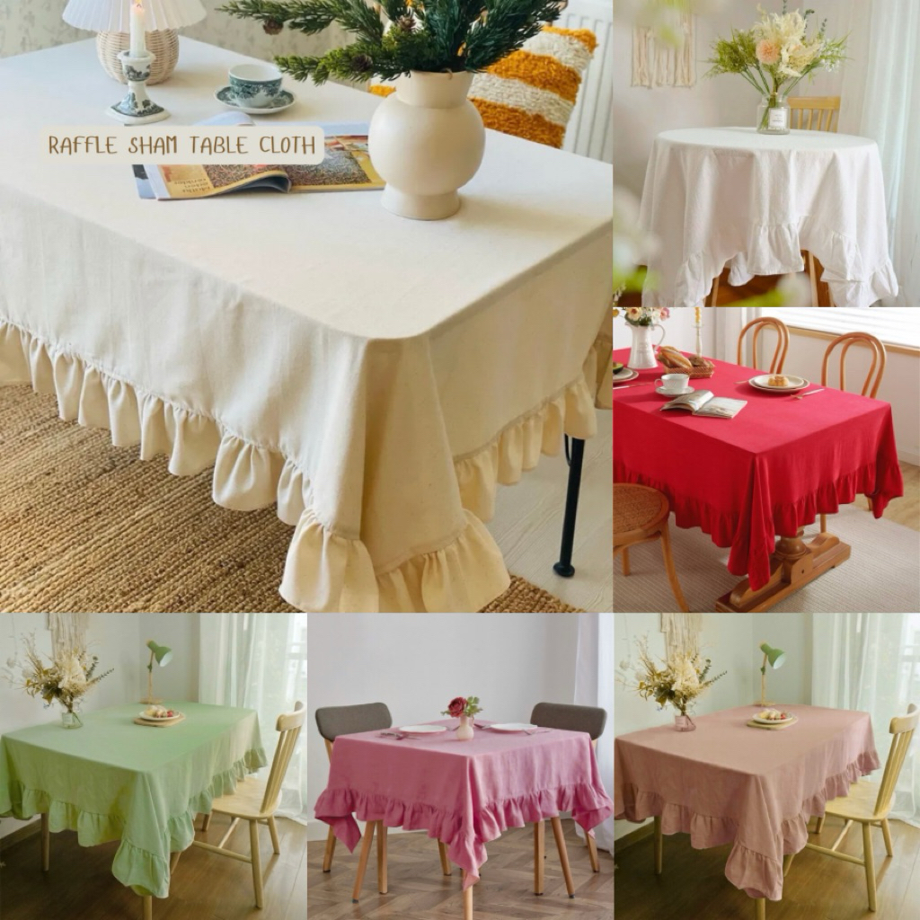 RAFFLE TABLE CLOTH Plain Color Raffle Shams Table Linens Mantel ...