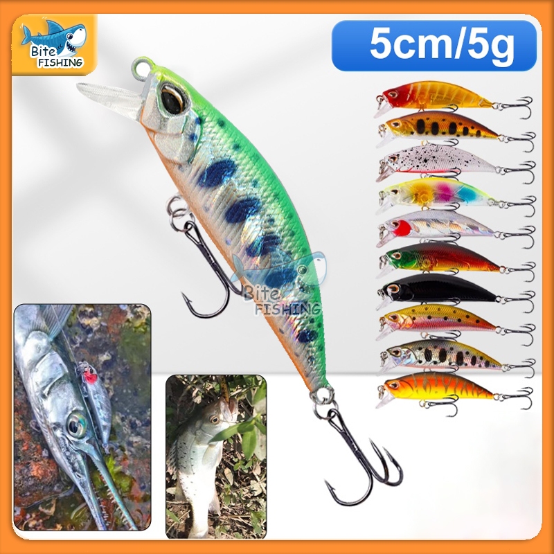 Bite 5g/55mm Sinking Minnow Fishing Lure Laser Hard Artificial Bait 3d ...