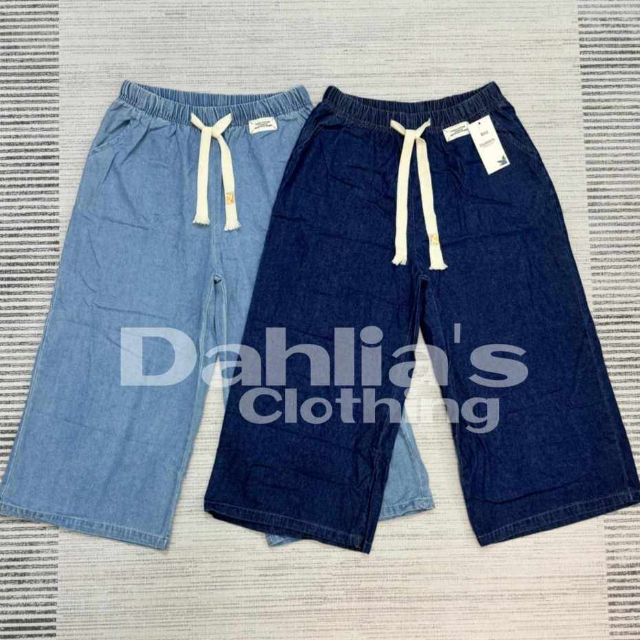 Tokong Women's Denim Wide Leg Pants - 3/4 Soft Denim Wide Leg - Jeans ...