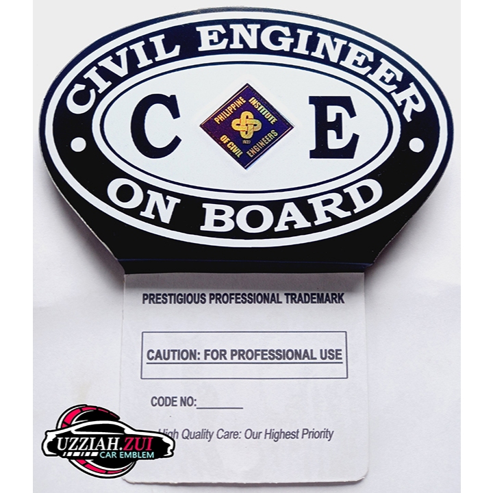 CIVIL ENGINEER CAR EMBLEM WHITE/BLACK BACKGROUND | Shopee Philippines