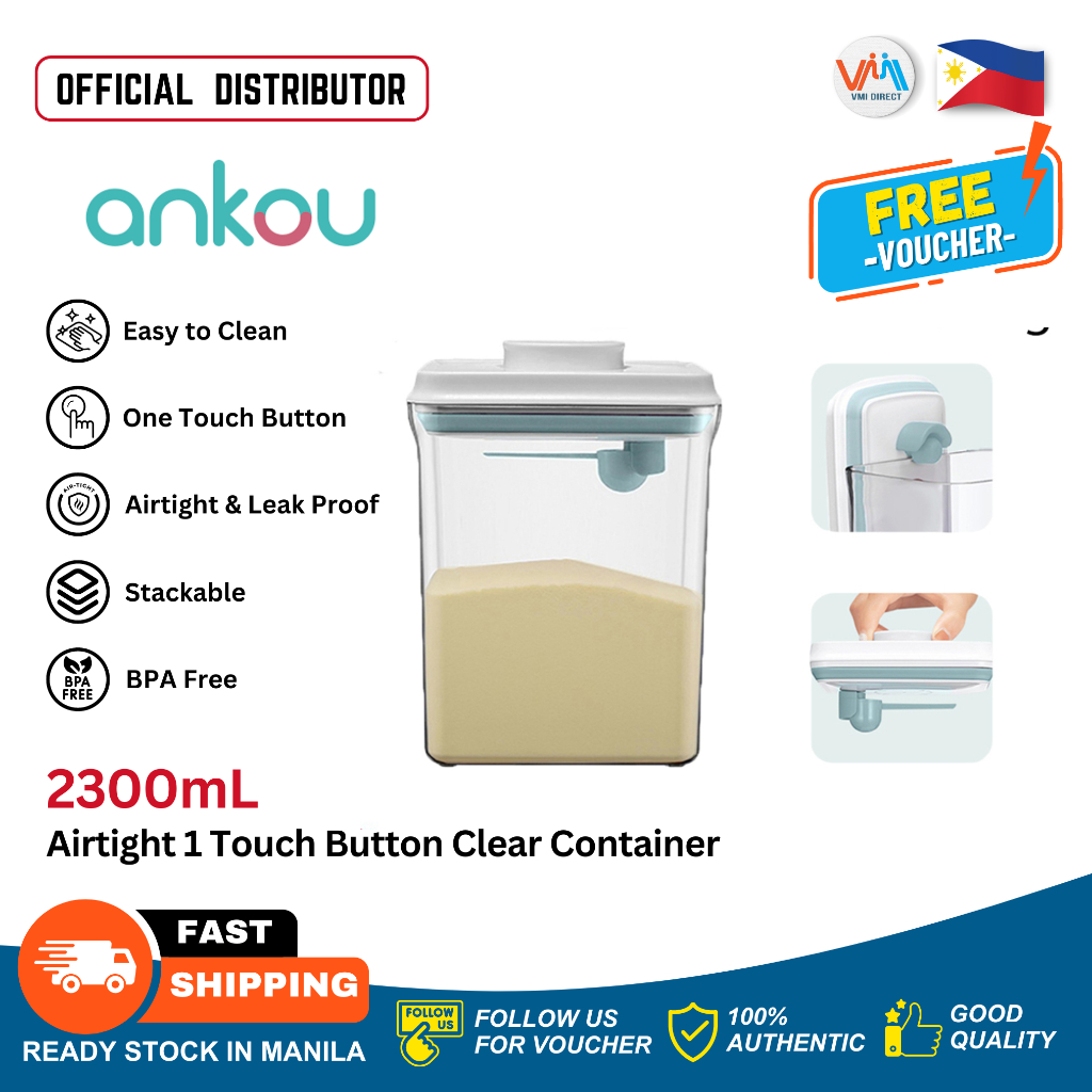 Ankou 2300ml Airtight 1 Touch Button Container With Scoop and Holder ...