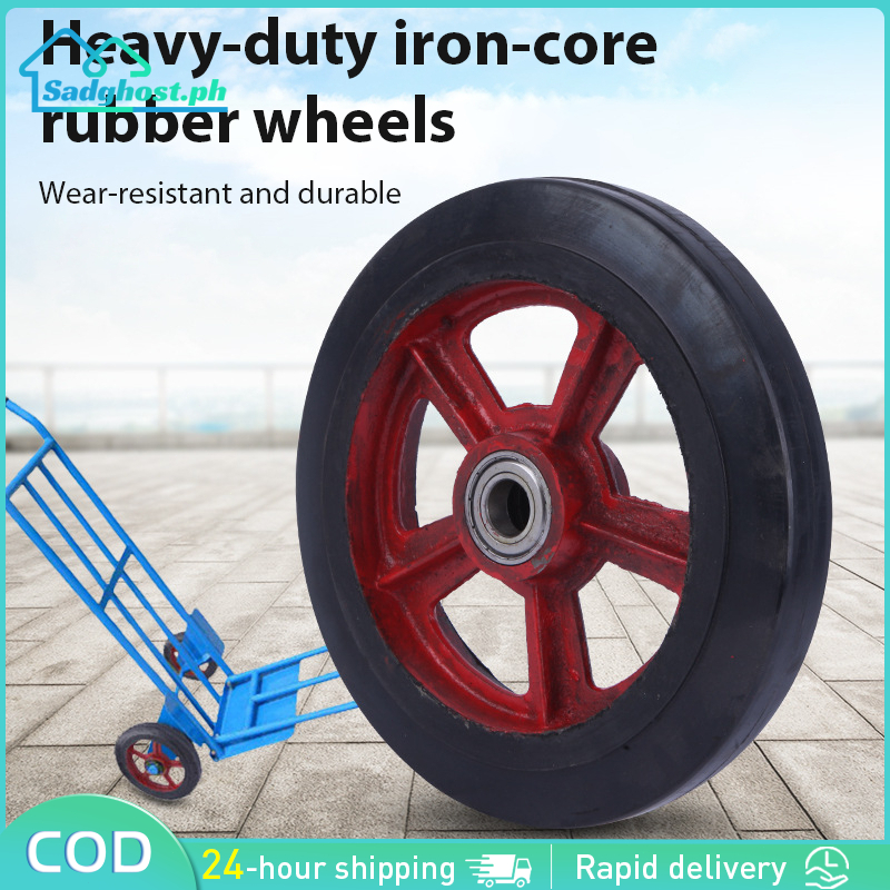 HEAVY DUTY PUSH CART STEEL BODY RUBBER WHEEL 6 INCH / 8 INCH / 10 INCH ...