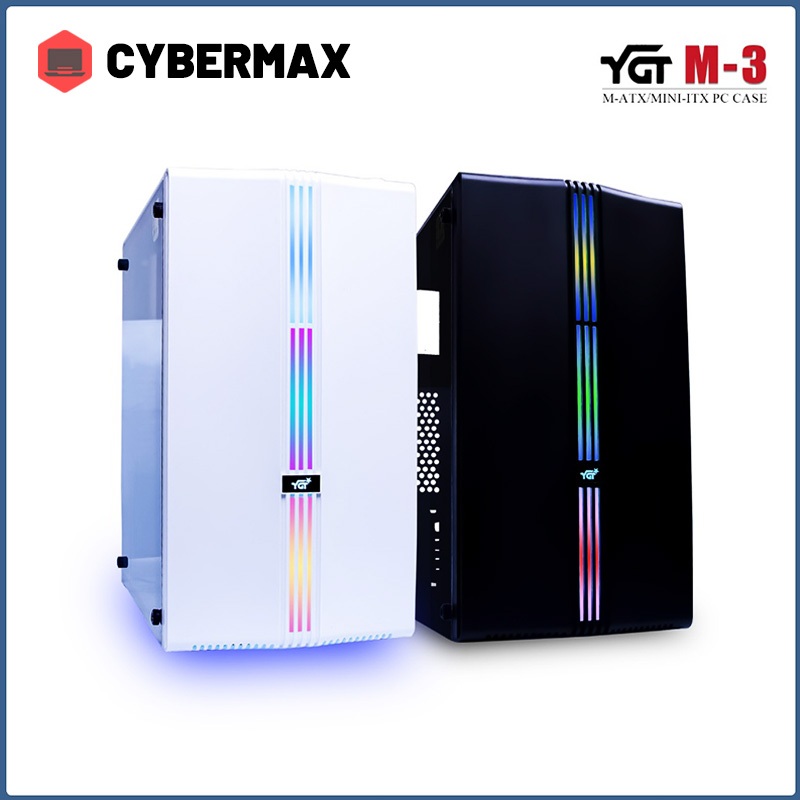YGT M3 Pc Case Matx Desktop RGB Tempered Glass Case White/Black Gaming ...