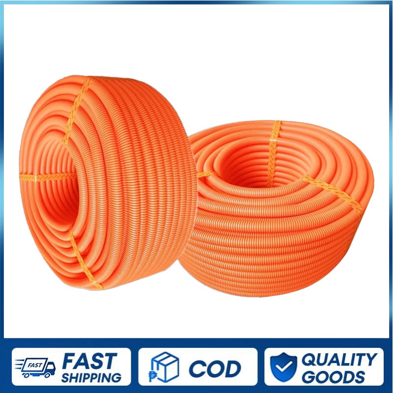 PVC Flexible Hose Orange 50m/100m Per Roll Conduit Hose 1/2" 3/4" 1" | Shopee Philippines