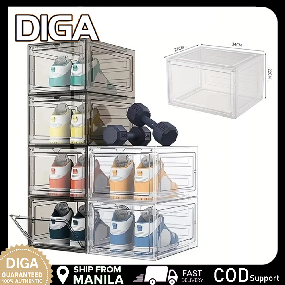 Large magnetic transparent stackable shoe box shoe rack foldable new ...