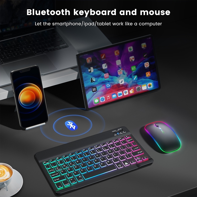 RGB Gradient Wireless Bluetooth Keyboard And Mouse Suitable For Laptops ...