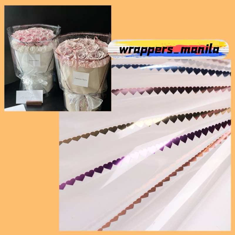 20pcs Heart Transparent Colored Lining Wrappers Bouquet Wrapping ...