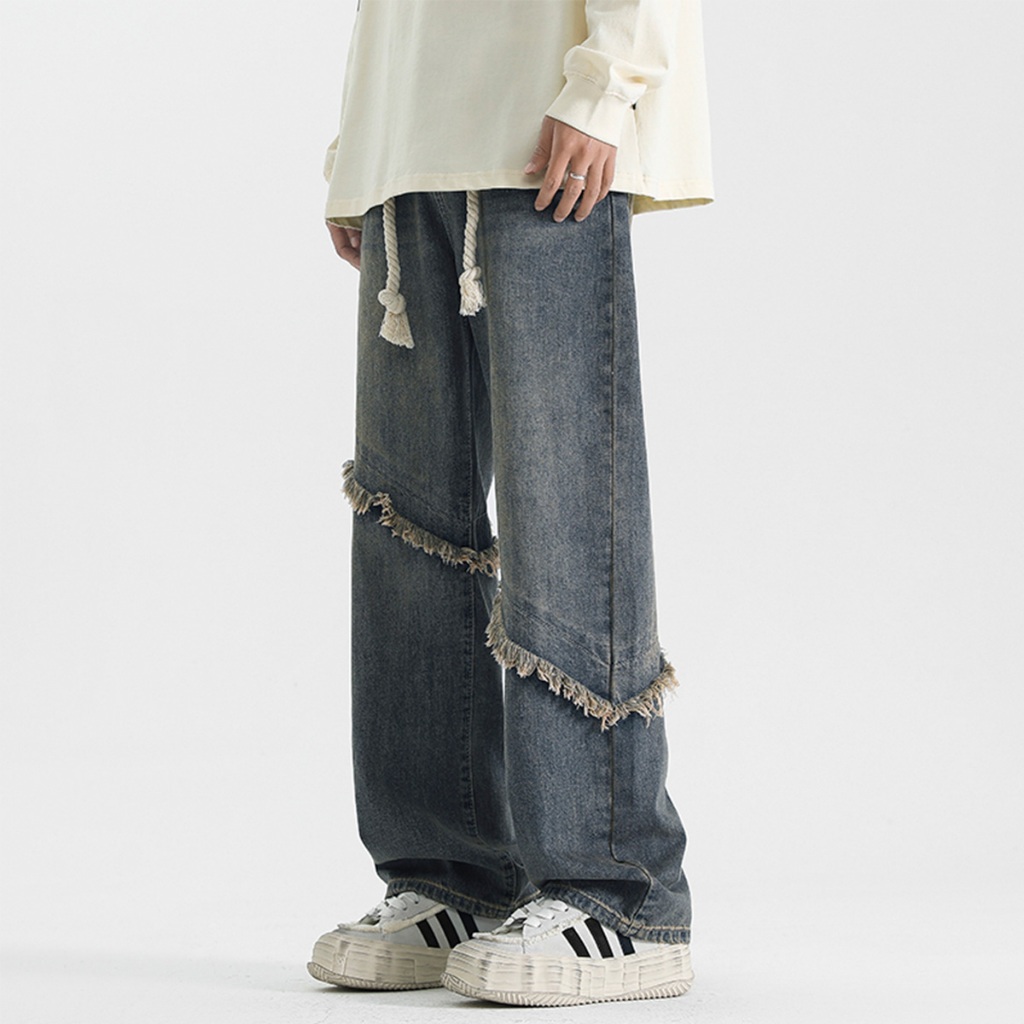 Maong for men retro straight loose jeans for men casual long denim ...