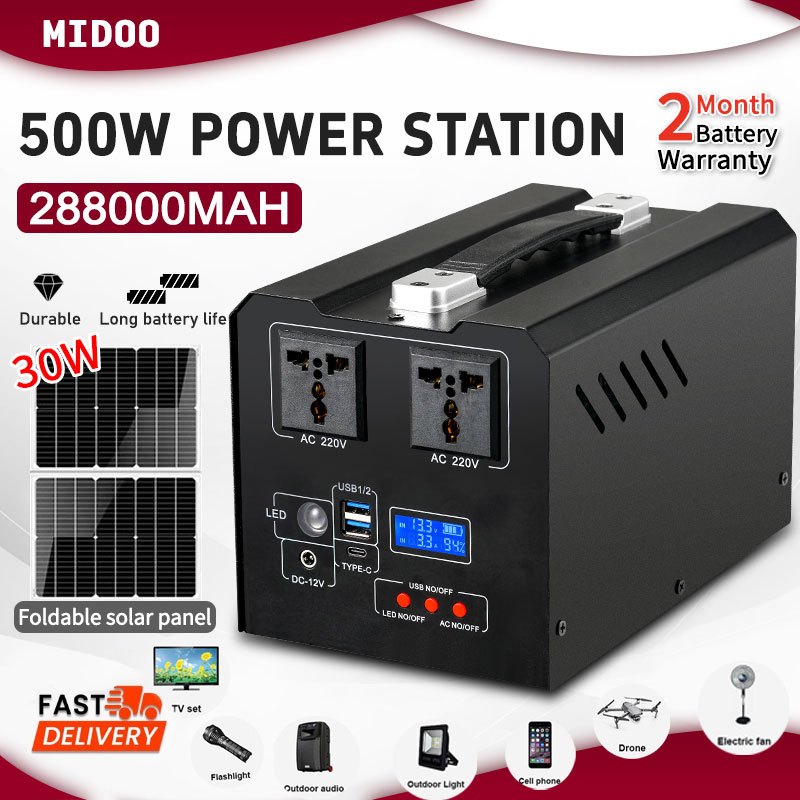 MIDOO Power Station 500W Portable 288000mAh Big Capacity Powerbank ...