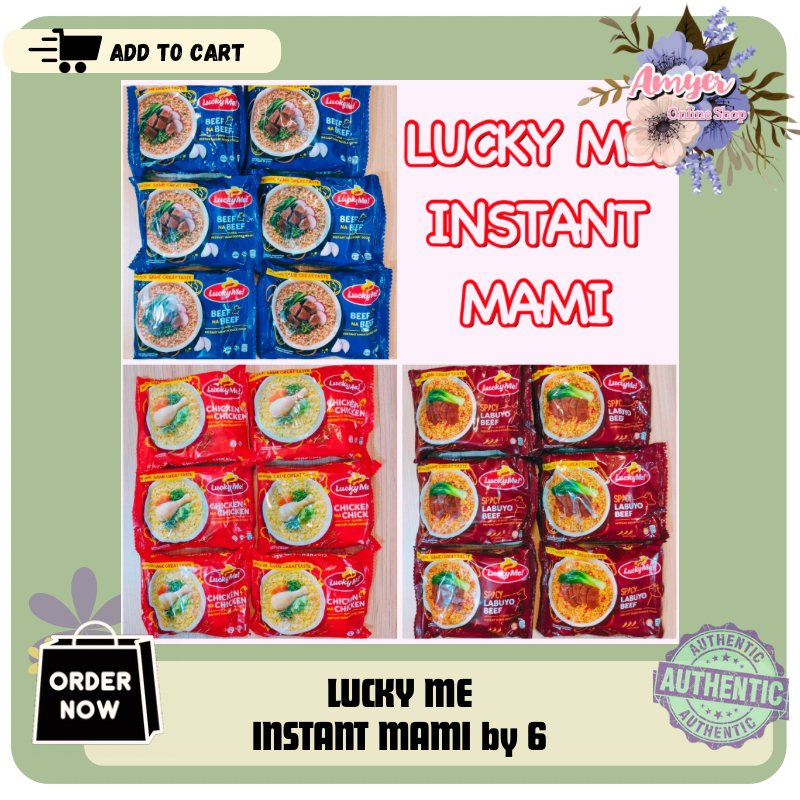 LUCKY ME INSTANT MAMI NOODLES BEEF, CHICKEN, SPICY LABUYO BEEF FLAVOR ...