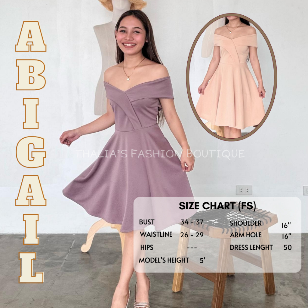 TFB ABIGAIL NEOPRENE OFF SHOULDER DRESS FOR EVENTS / CASUAL / OFFICE / BRIDAL / GRADUATION ETC ...