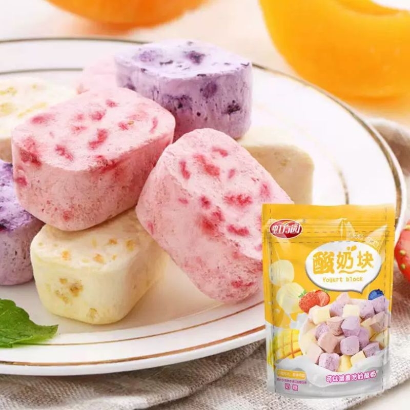 Yogurt freeze-dried block 4 flavors strawberry blueberry yellow peach ...