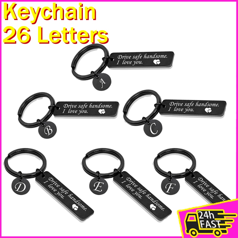 Drive Keychain 26 Letters Drive Safe keychain Souvenir Black key chain ...