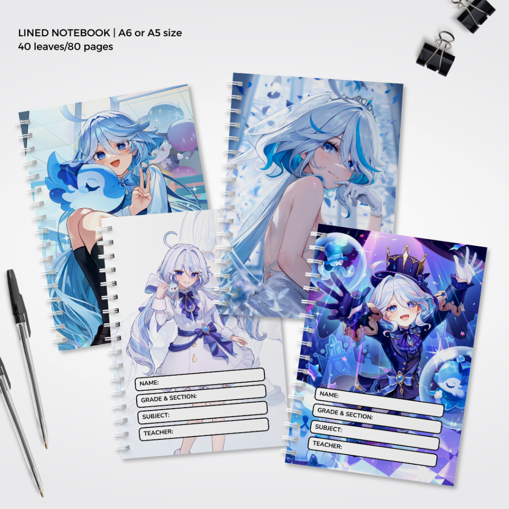 LAZKTEES Anime Notebook Genshin Impact Furina Notebook A5 Wired Lined ...