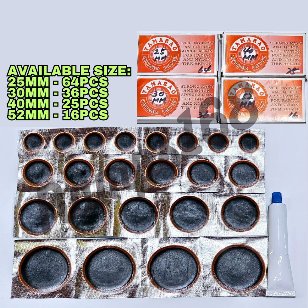 Vulcanizing Patch w/ Solution Tube 25mm, 30mm, 40mm, 52mm Tire Patch ...