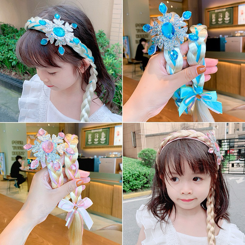 Girls Frozen Same Style Snowflake Wig Braid Costume Accessories ...