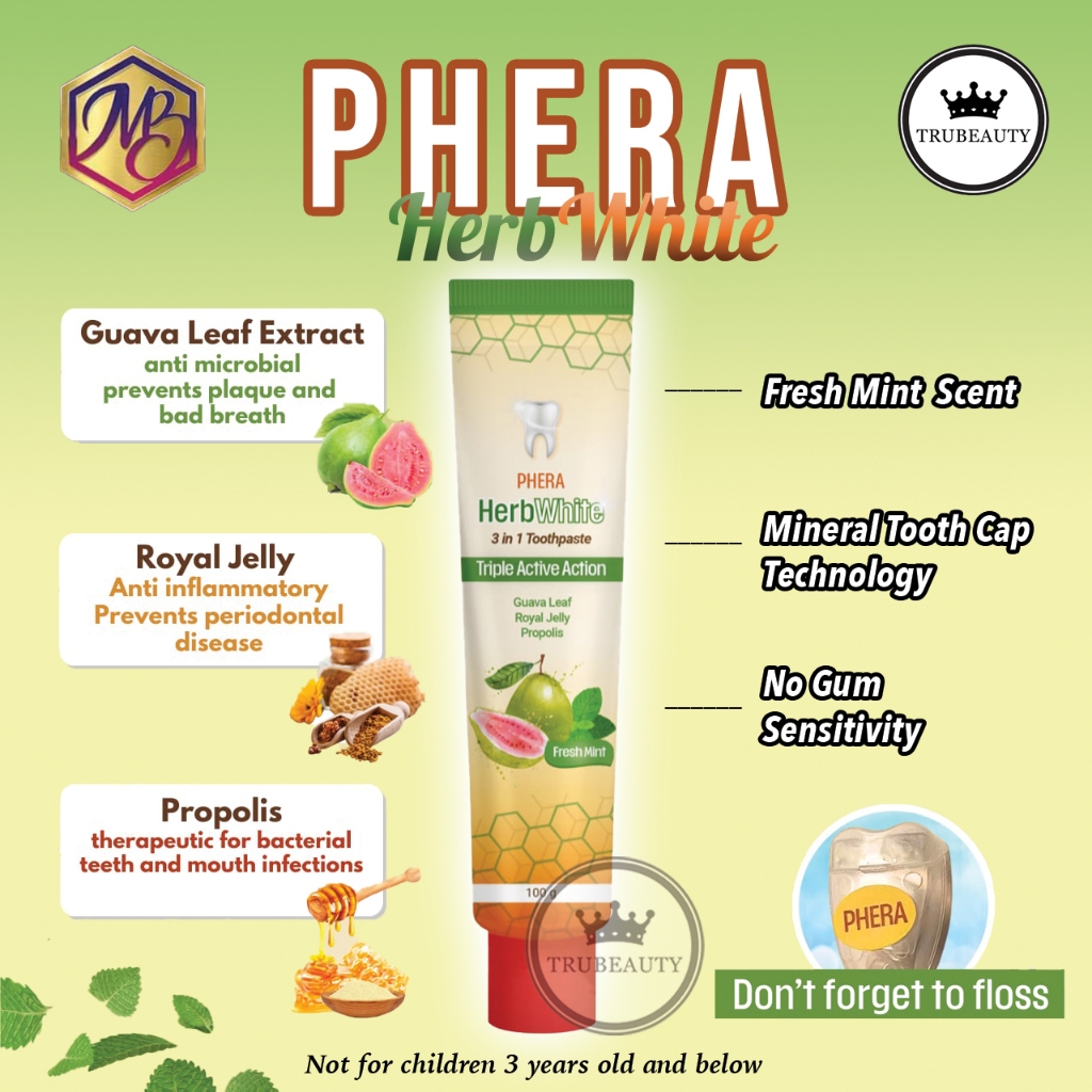 Mixtrue Beauty Phera Herb White 3-in-1 Toothpaste 100g (Guava, Royal ...