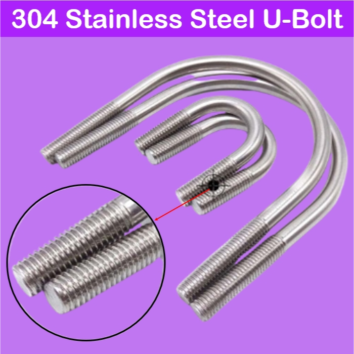 Mago 304 Stainless Steel M6 U-Bolts Metric U Type Pipe Clamp Round Bend ...