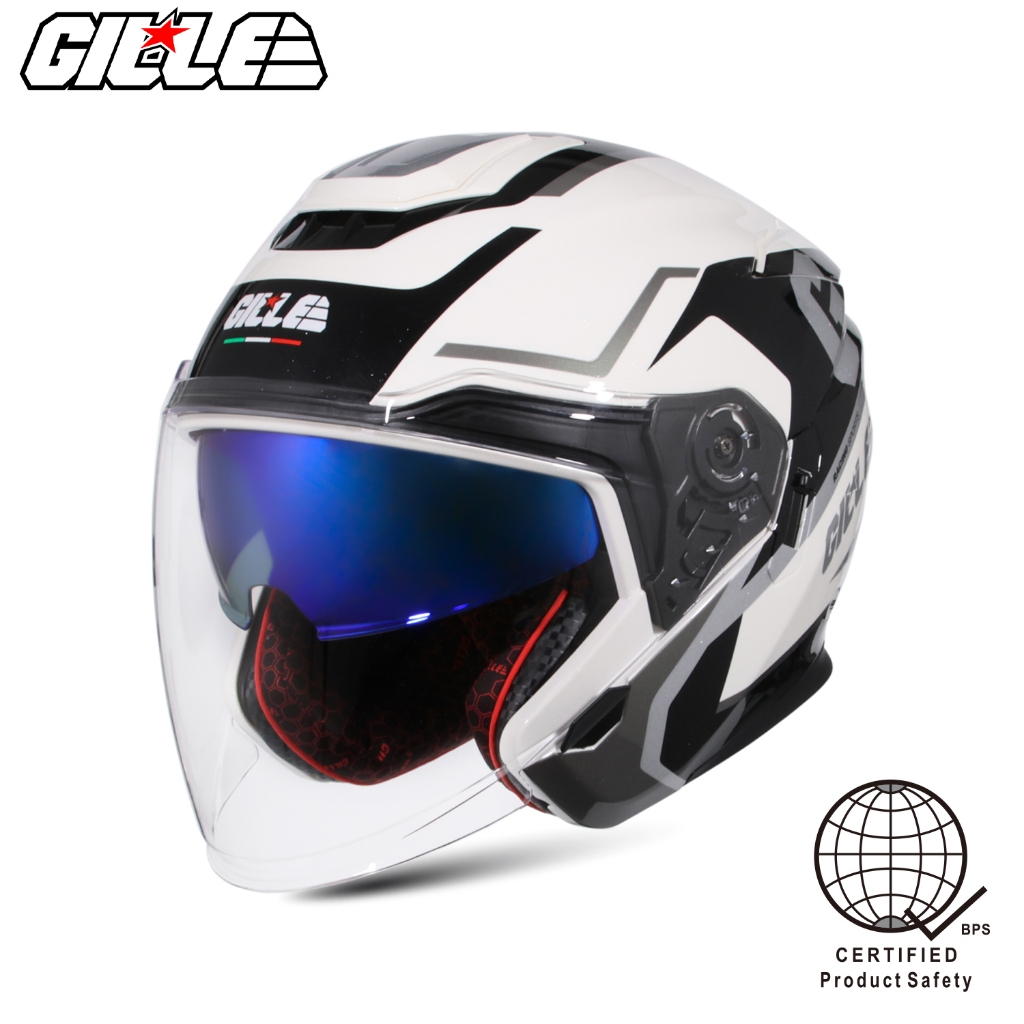 GILLE FF005 Visage BONE Half Face Helmet Gold Iridium Inner Visor ...