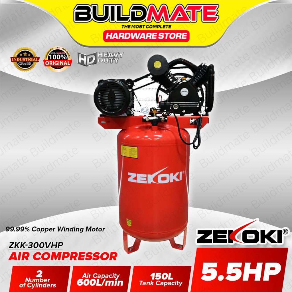 BUILDMATE Zekoki 5.5HP 150L Vertical Type Air Compressor with Copper ...