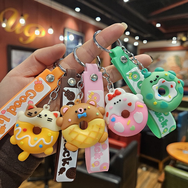 GM Silicone Cartoon Cat Dinosaur Bear Rabbit Donut Keychains | Shopee ...