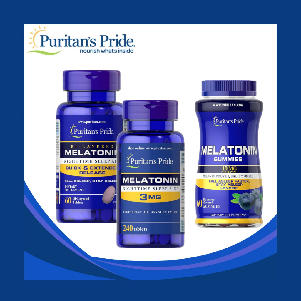 Puritan's Pride Bi-Layered Melatonin Tablets & melatonin Gummies ...