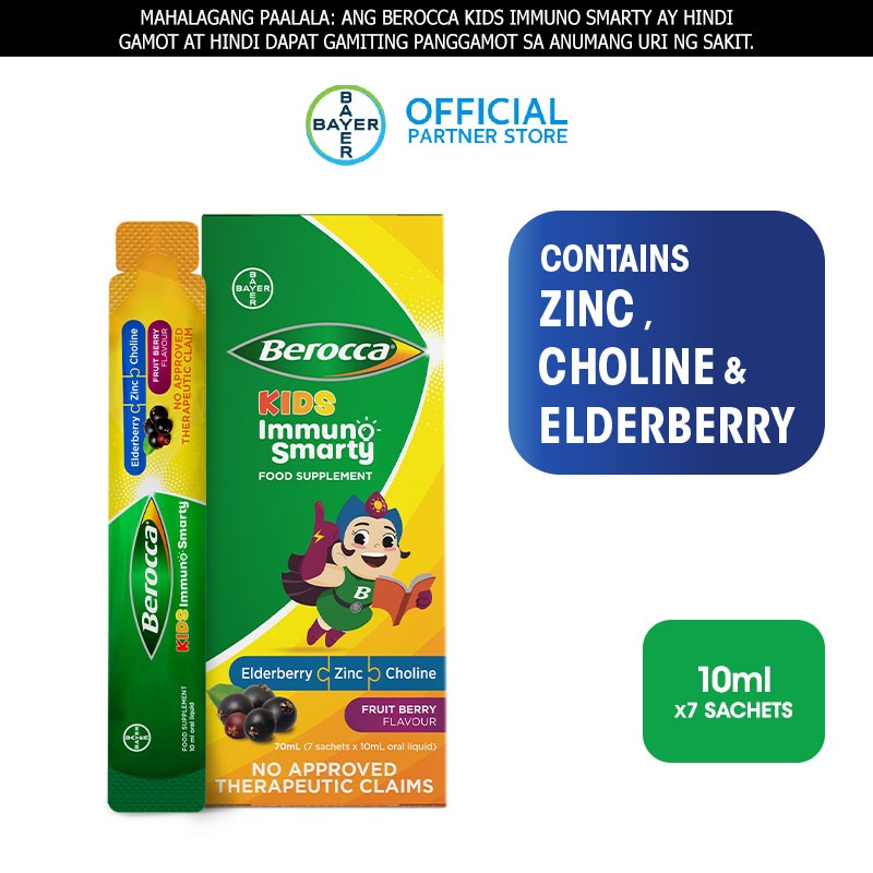 Berocca Kids Immuno Smarty with Zinc Choline and Elderberry Fruit Berry ...