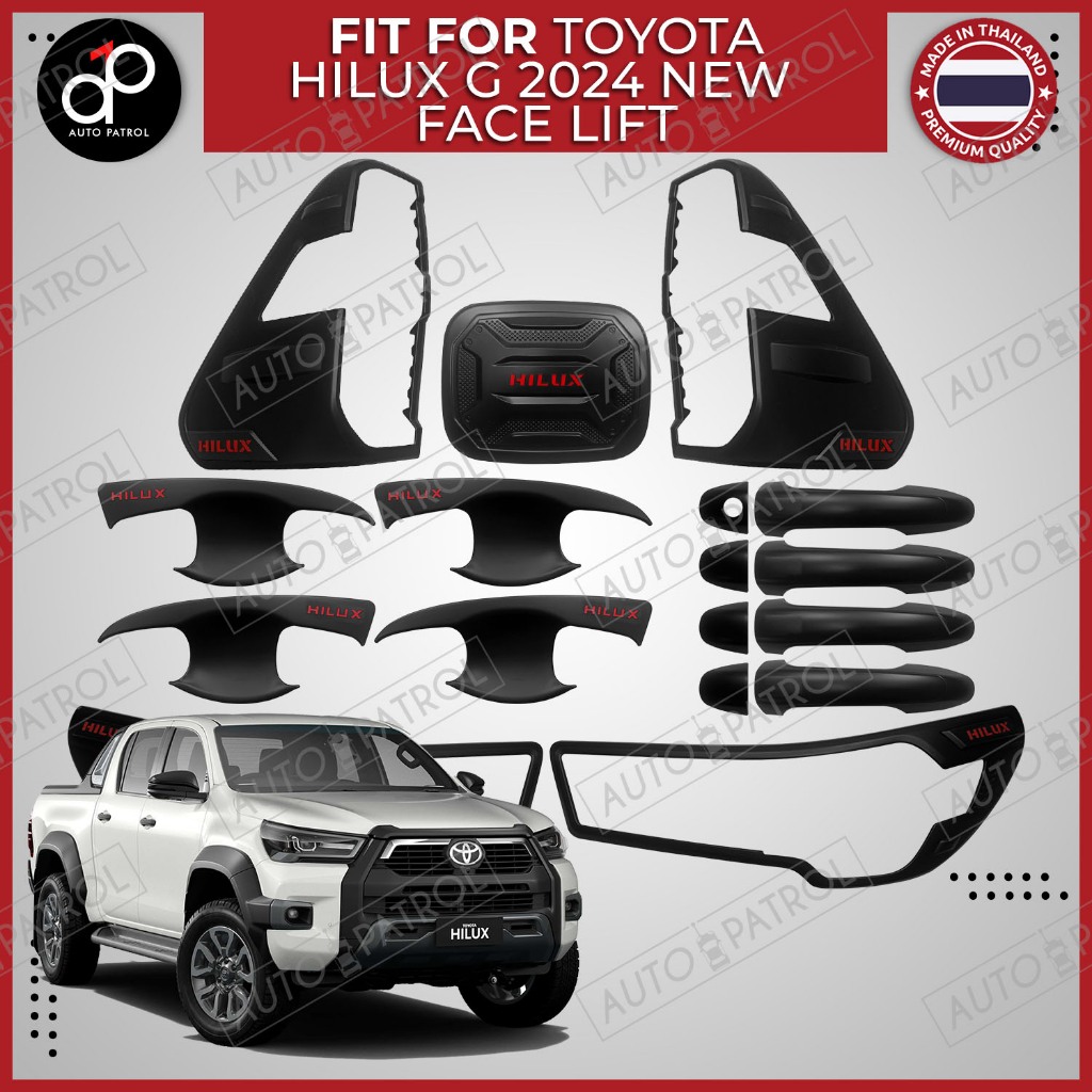 TOYOTA HILUX G VARIANT 2024 NEW FACE LIFT Combo Set Garnish Matte Black ...
