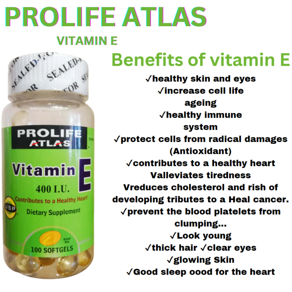 Original ProLife Vitamin E 4001U 100 Capsules Antioxidant Improves Skin ...