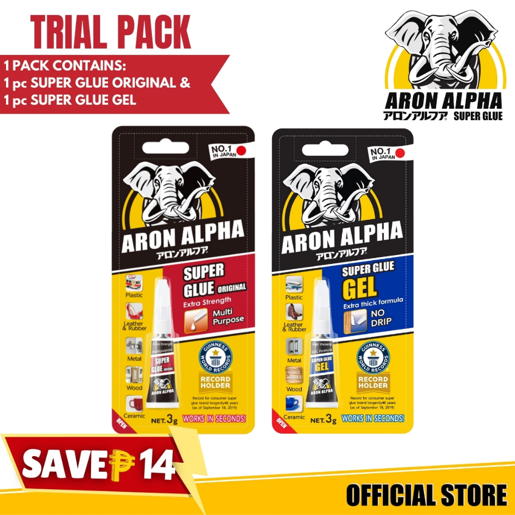 ARON ALPHA Trial Pack | (contains 1pc Super Glue Original and 1pc Super ...