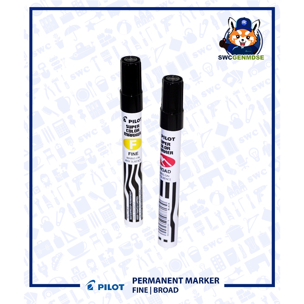 PILOT Super Color Marker | Permanent Marker | Fine SC-F-B | Broad SC-B ...