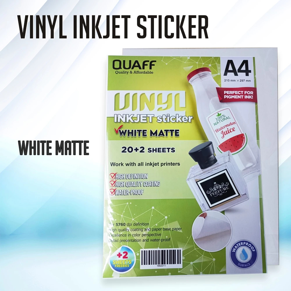 Waterproof Vinyl Matte Sticker Paper A4 Inkjet Label Stickers 22sheet ...