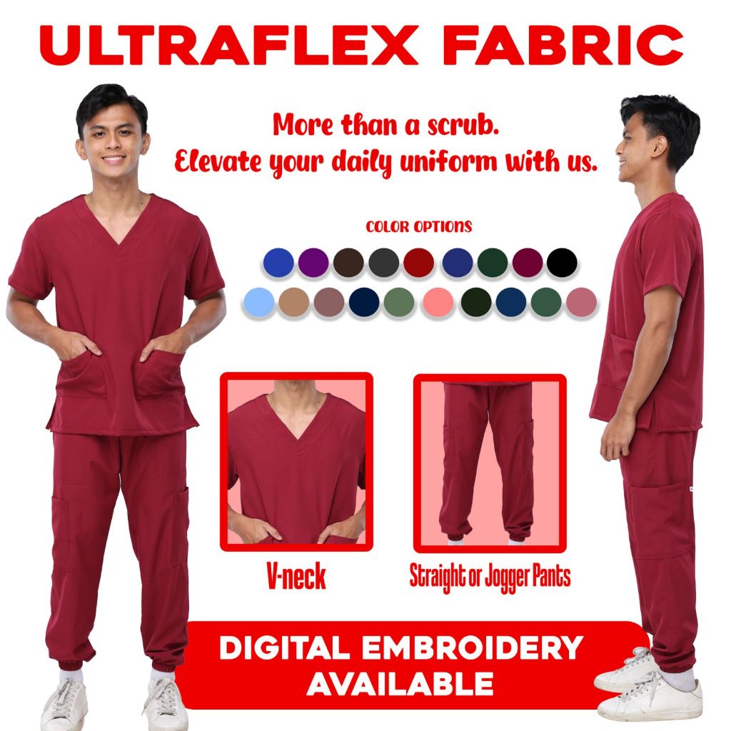 ULTRAFLEX FABRIC V-NECK SCRUBSUIT TOP DESIGN AND JOGGER PANTS | Shopee ...