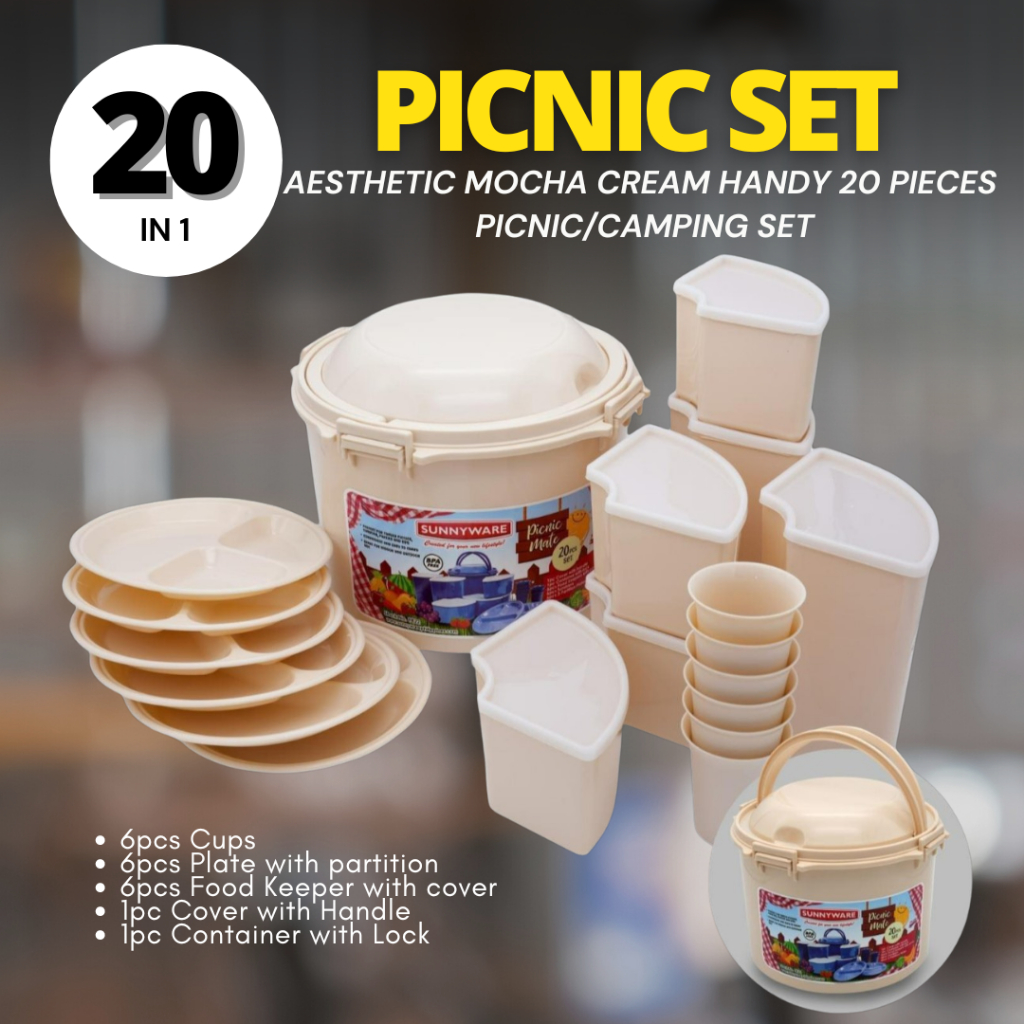 20 IN 1 SET - Aesthetic Mocha Handy Picnic Camping Set for Outing ...