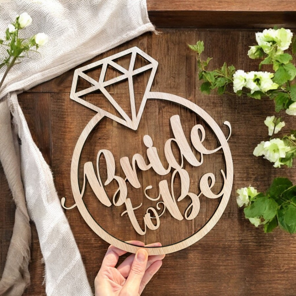 Mandu Laser Cut Bride-To-Be Diamond Wooden Sign - Where Your Love Story ...