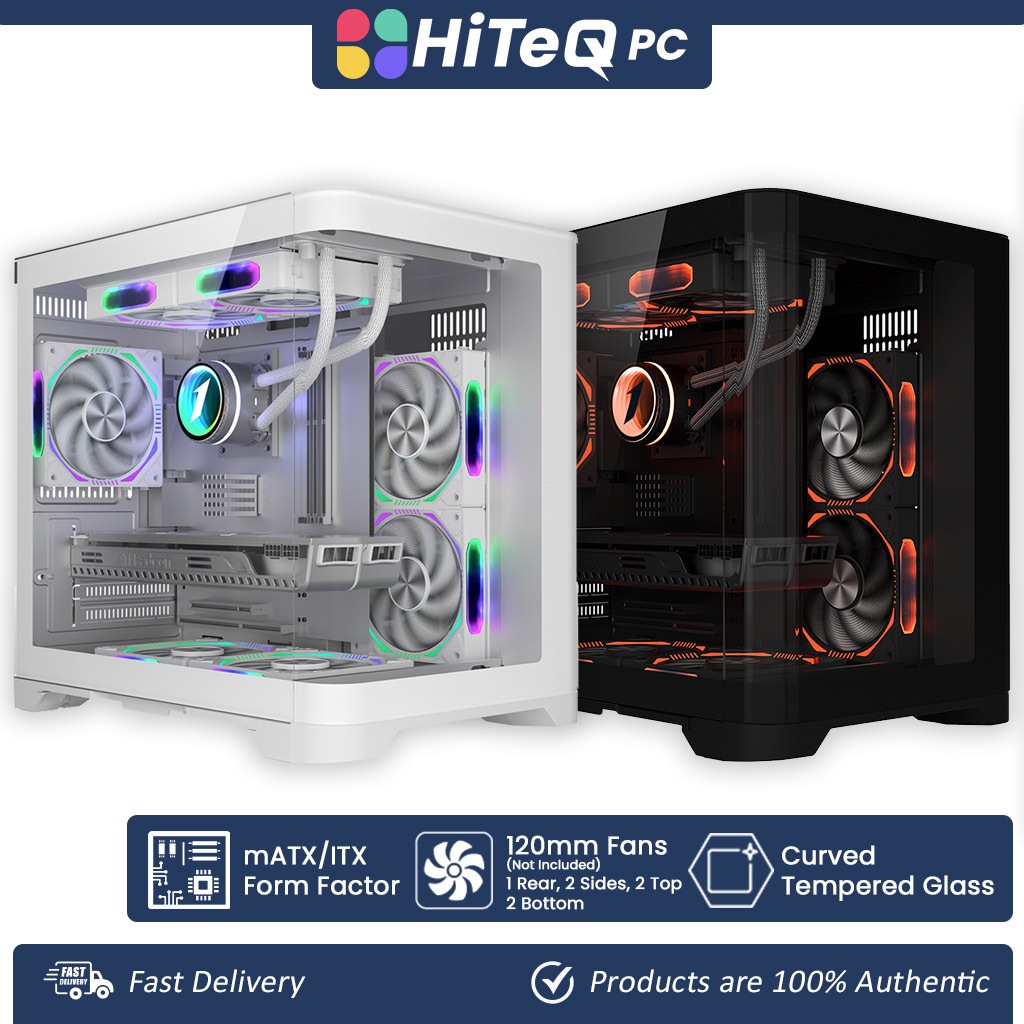 HiteqPC | mATX Curved Glass Dual-Chambered Aquarium Style PC Case ...
