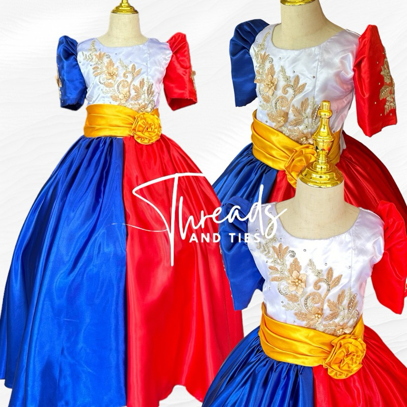 FILIPINIANA BALL GOWN KIDS | PHILIPPINE FLAG INSPIRED| LINGGO NG WIKA | BUWAN NG WIKA | UN ...