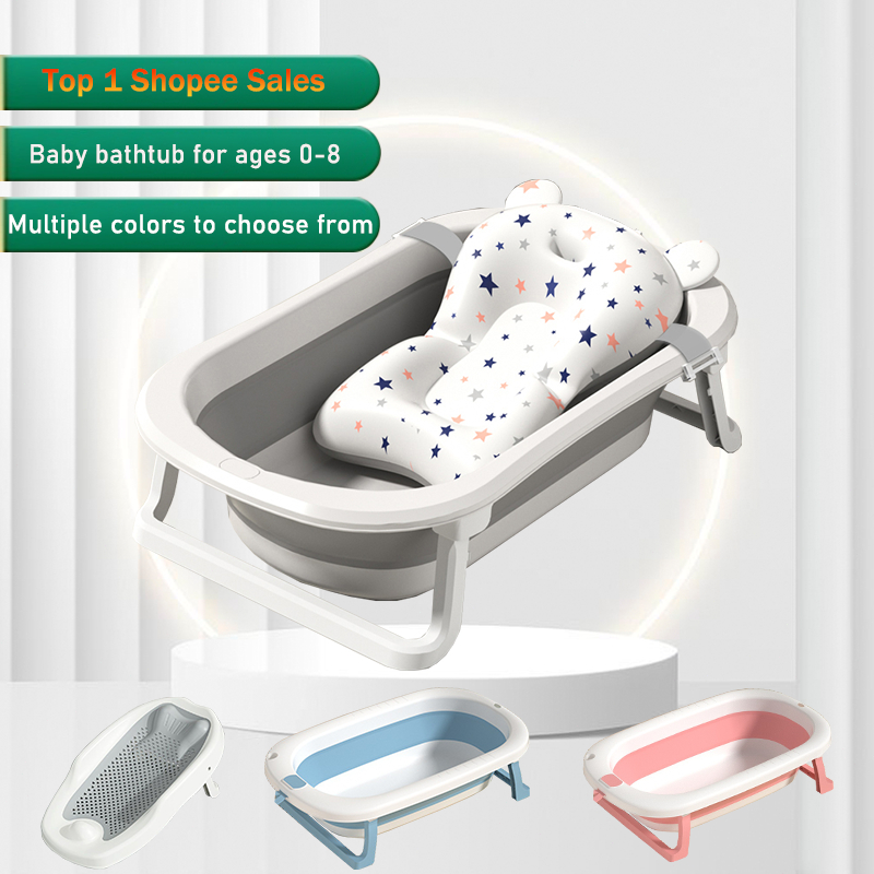 Foldable Baby Bath Tub ( 0-8 Years)Baby Bath Tub Complete Set Bath Mat ...