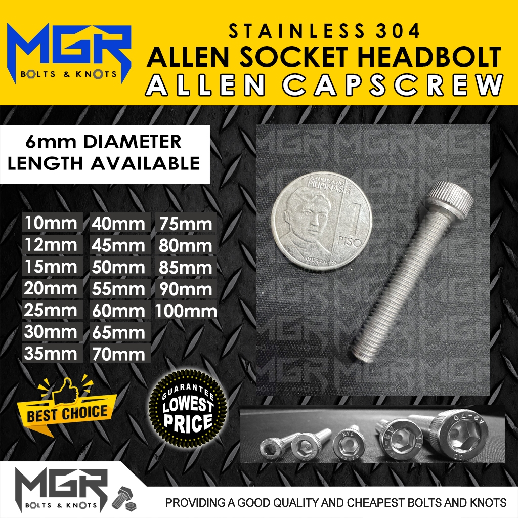6MM (1.0P) STAINLESS 304 ALLEN CAPSCREW METRIC | ALLEN SOCKET HEAD BOLT ...