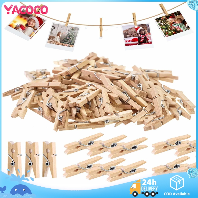 100pcs Mini Natural Wooden Clips Clothespin Clips for Photos Paper ...