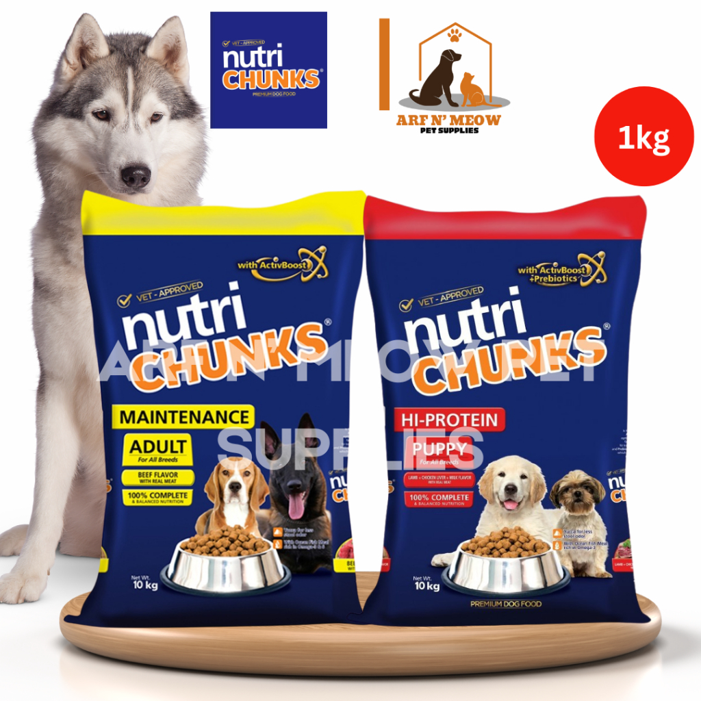 1kg All Stages NutriChunks High Protein Pet Dry Food Dogs Pet ...