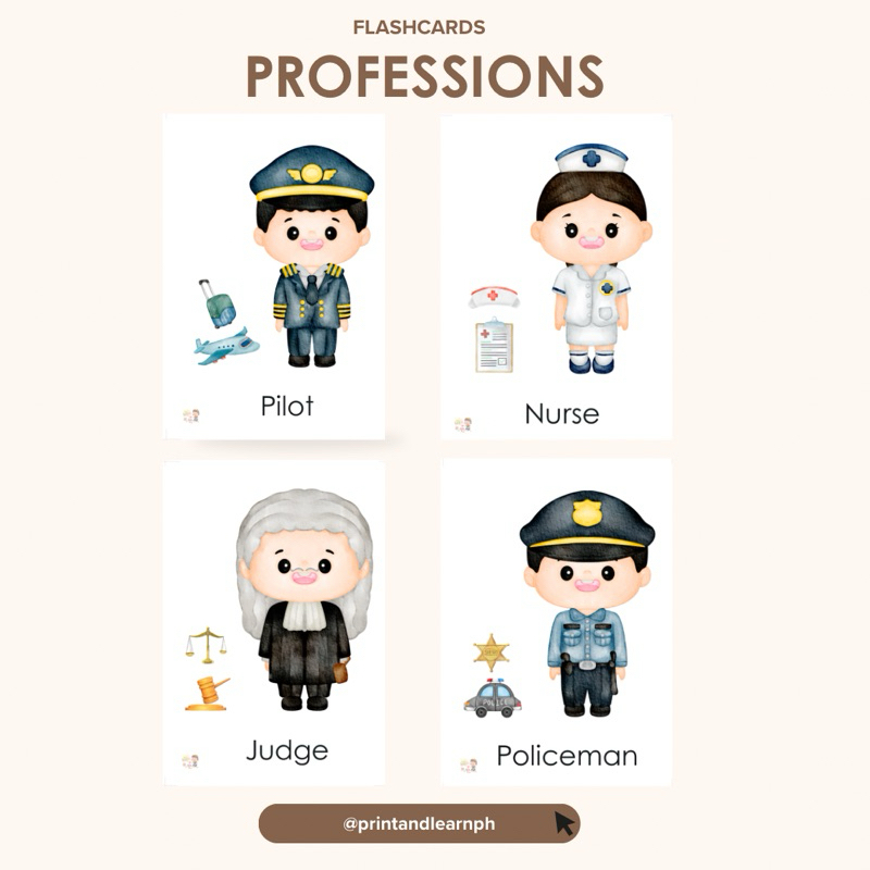 Flashcard: Professions (Laminated Educational Flashcards for kids ...