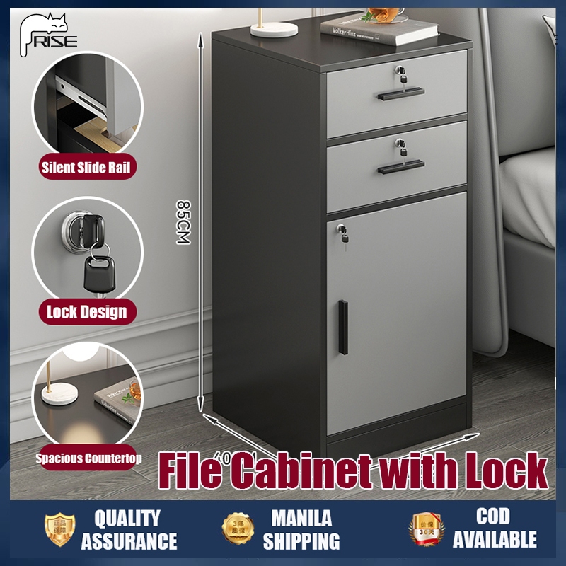 RISE 3Layer Thickened Slide File Cabinet Home Office Cabinet Wooden ...
