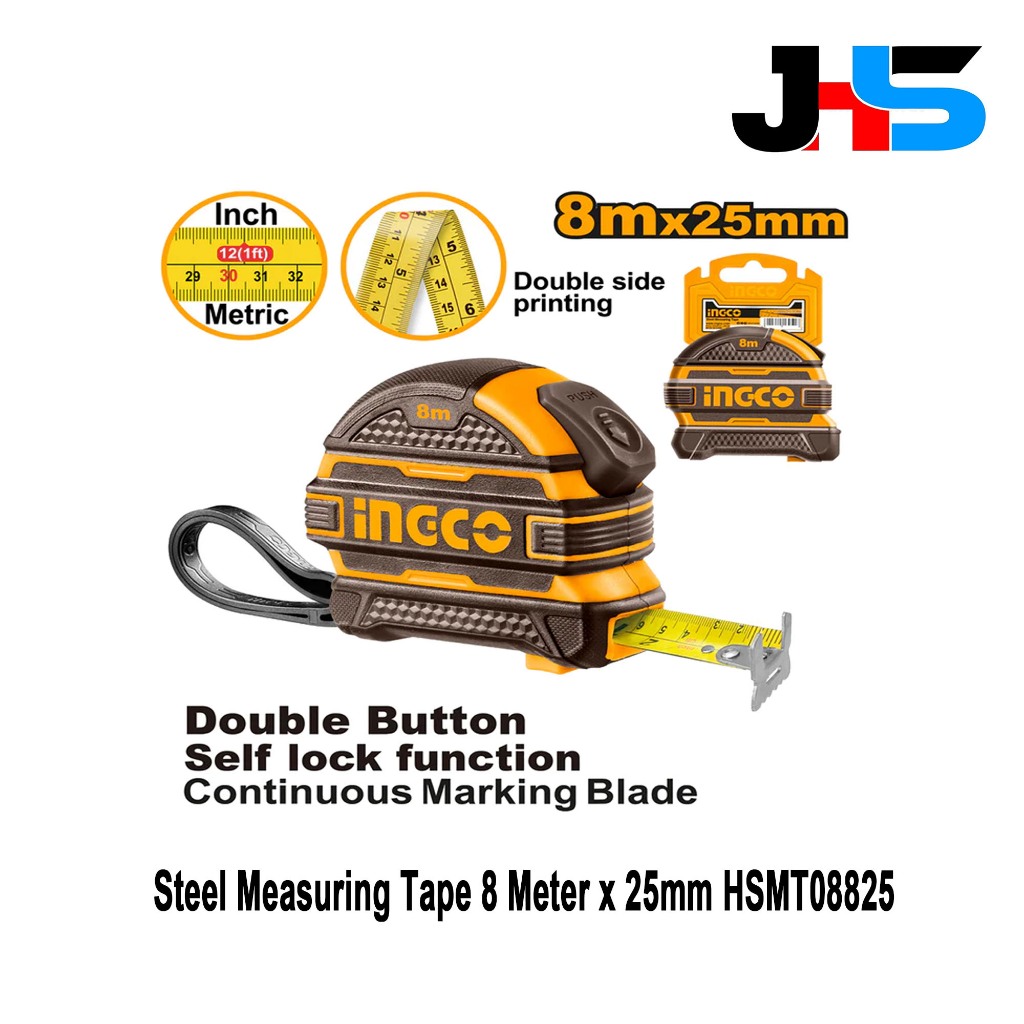 JHS ingco Steel Measuring Tape 8 Meter x 25mm HSMT08825 | Shopee ...